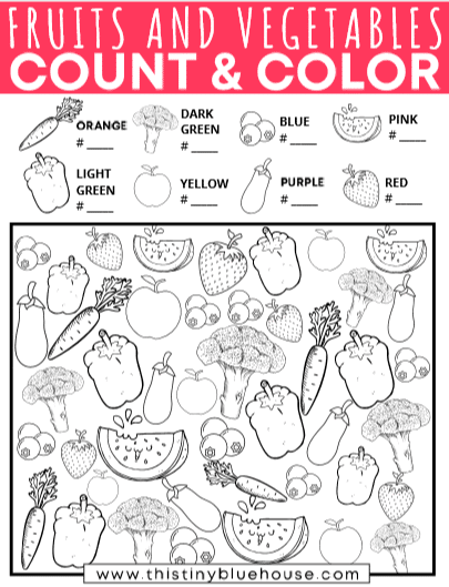 Free Printable Fruit and Vegetable Count and Color Activity For ...