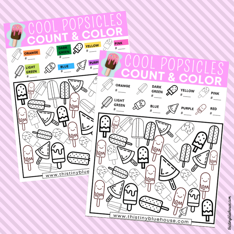 Free Printable I Spy Popsicle Count and Color Activity - This Tiny Blue ...