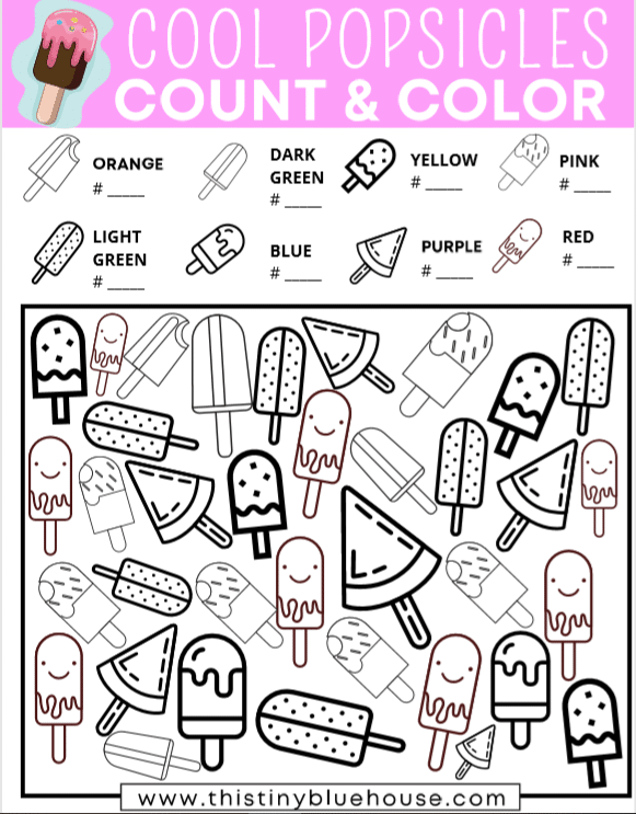 Free Printable I Spy Popsicle Count and Color Activity - This Tiny Blue ...