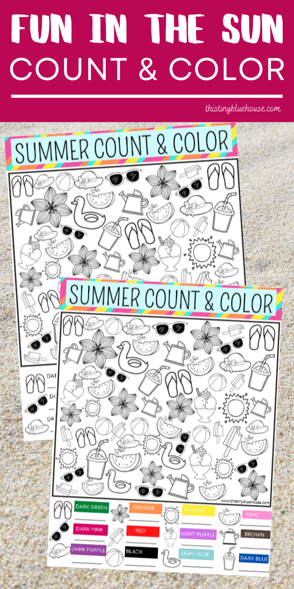 Free Printable Summer Count and Color Activity For Kids - This Tiny ...