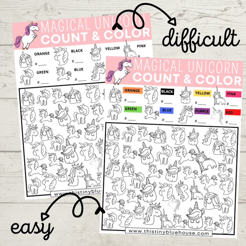 Free Printable Unicorn I Spy Count and Color Activity For Kids (2 Free ...
