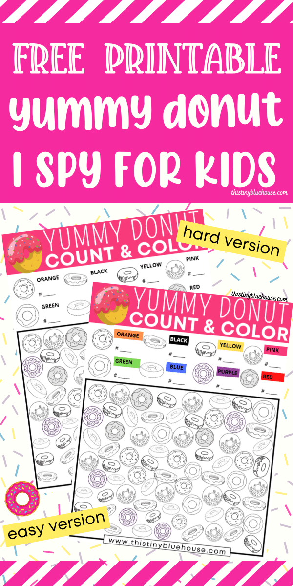 Free Printable Donut I Spy Count and Color Activity For Kids (2 ...
