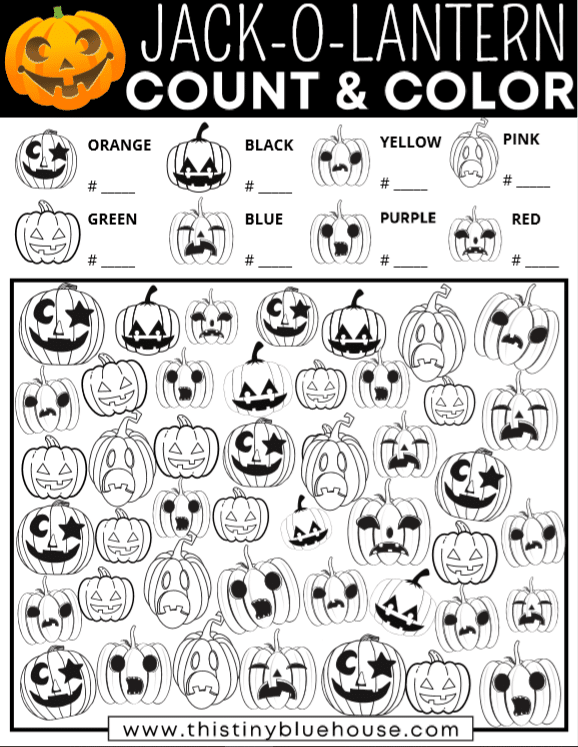Free (2 version) Printable Jack-O-Lantern I Spy Game For Kids