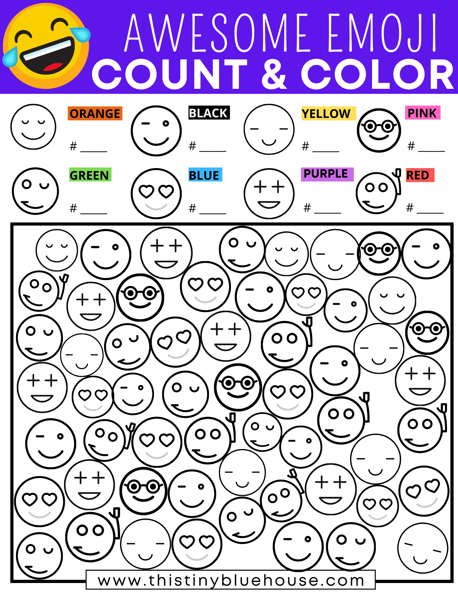 Free (2 Version) Emoji I Spy Printable Count and Color Activity For ...