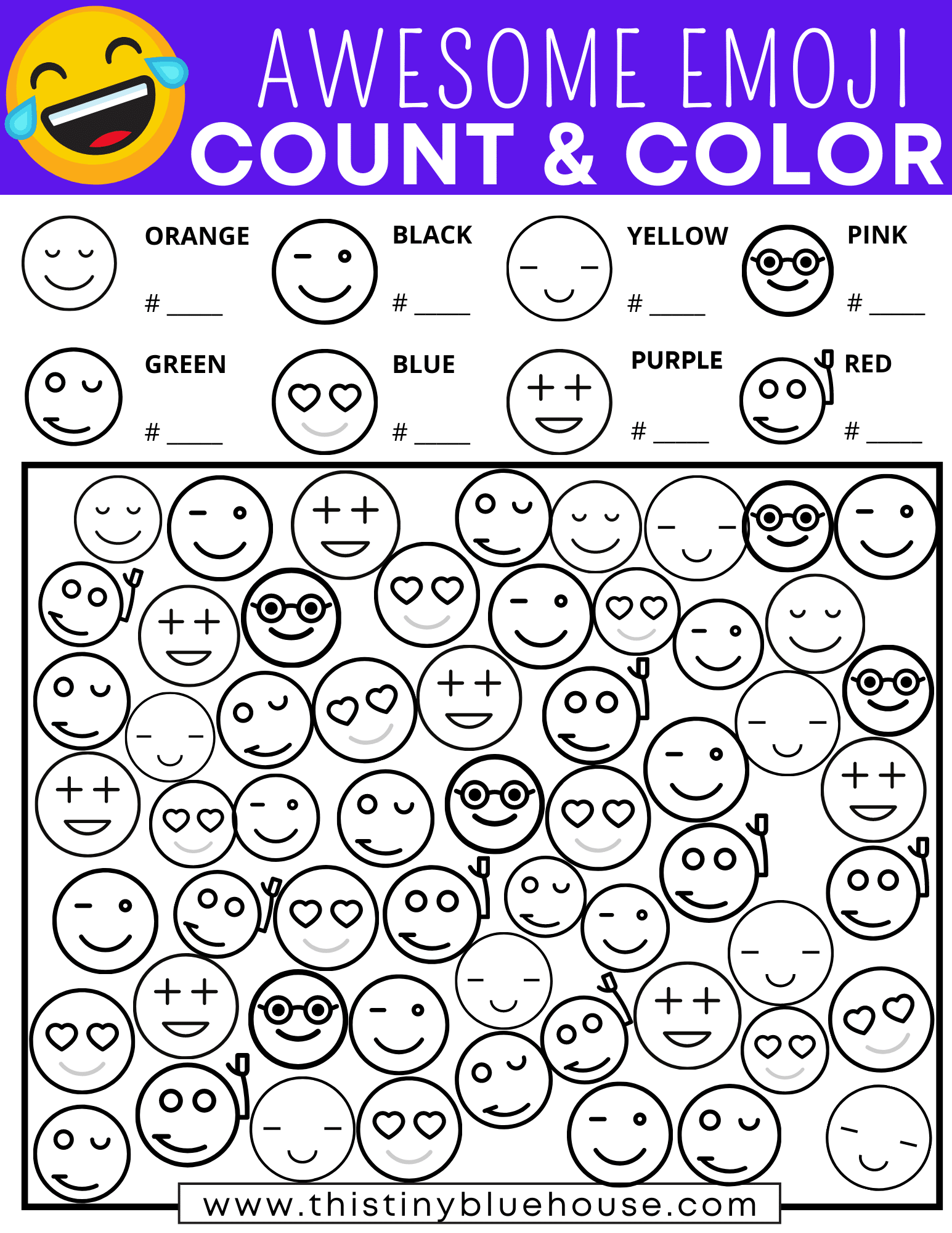 Free (2 Version) Emoji I Spy Printable Count and Color Activity For ...