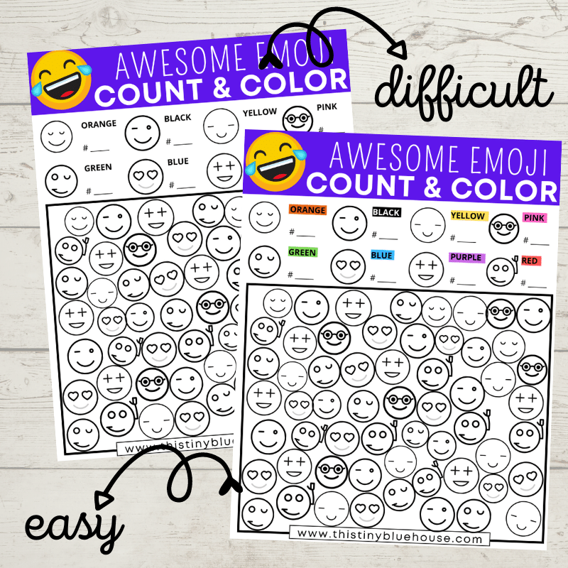Free (2 Version) Emoji I Spy Printable Count and Color Activity For ...