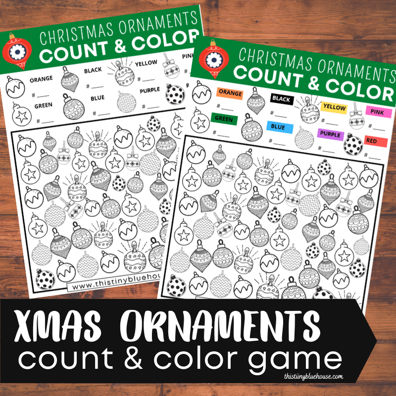 Free Printable (2 Version) Christmas Ornament I Spy Printable Count and ...
