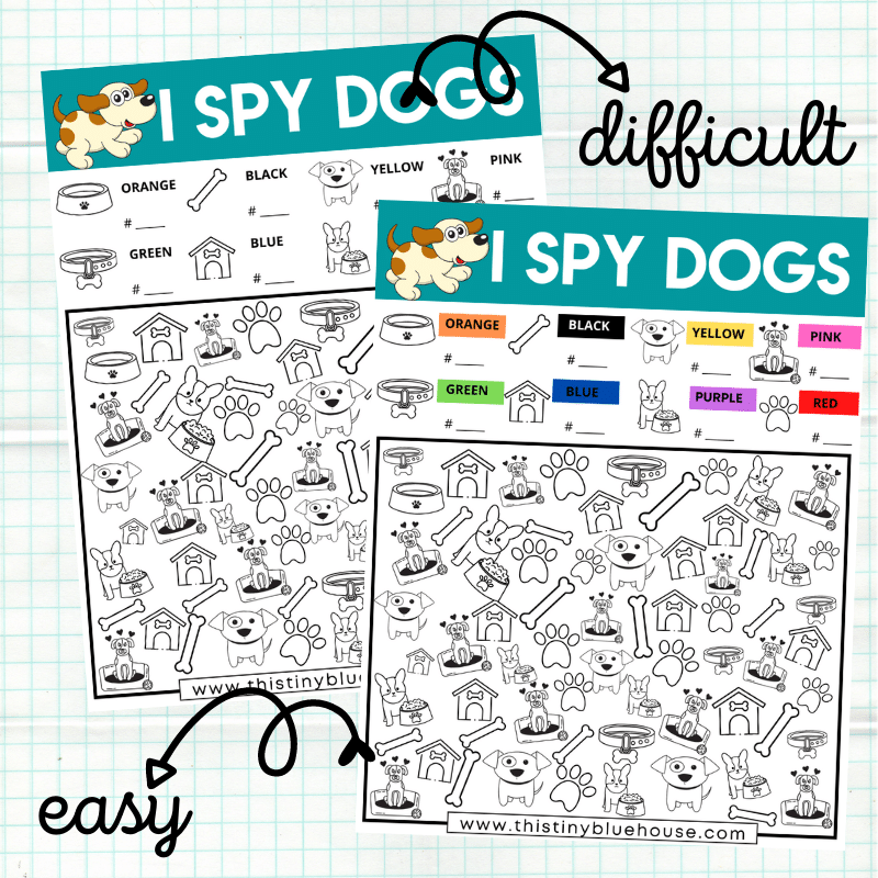 I Spy Dogs (2 Version Free Printable Activity For Kids) - This Tiny ...