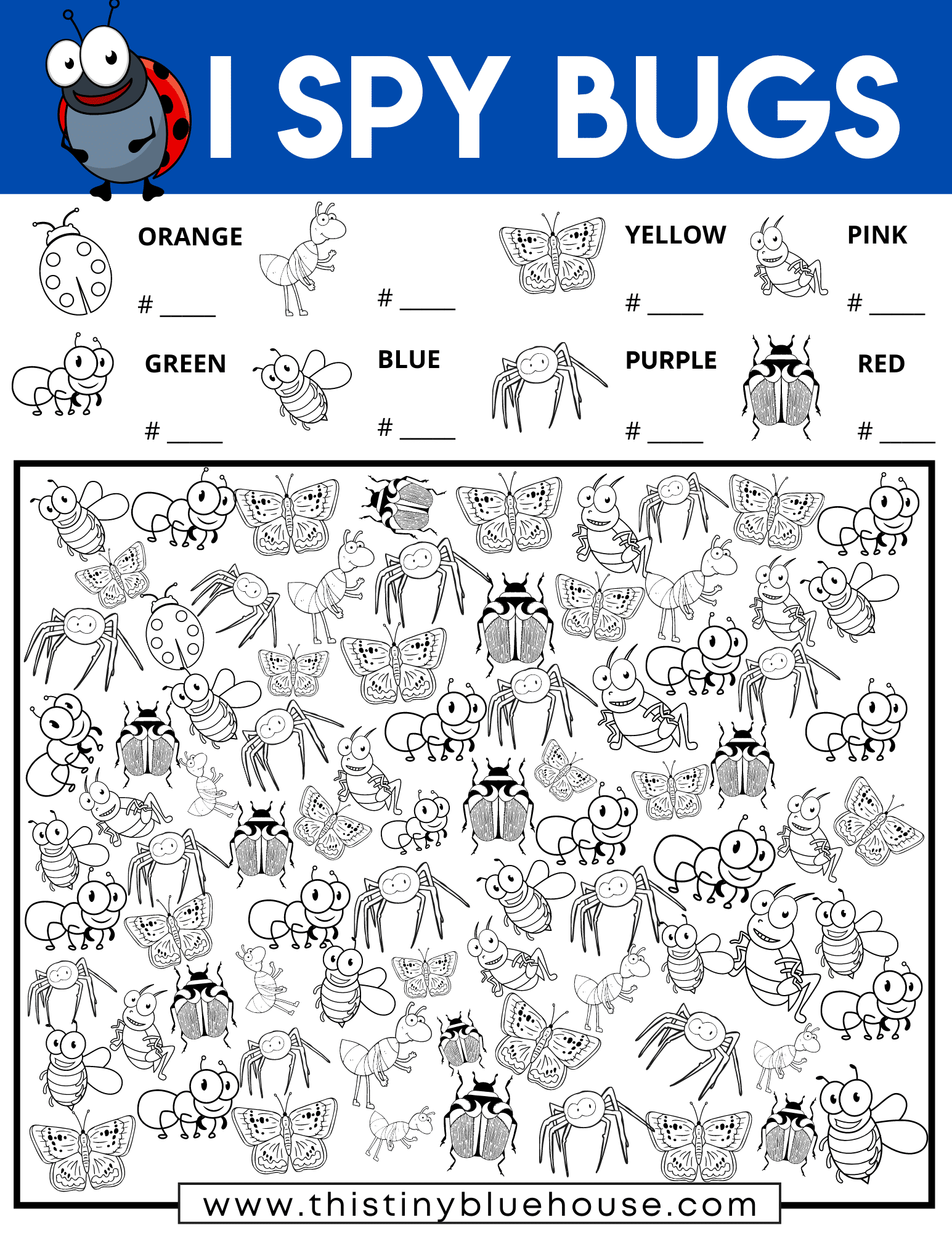 I Spy Bugs (2 Version Free Printable Game For Kids) - This Tiny Blue House