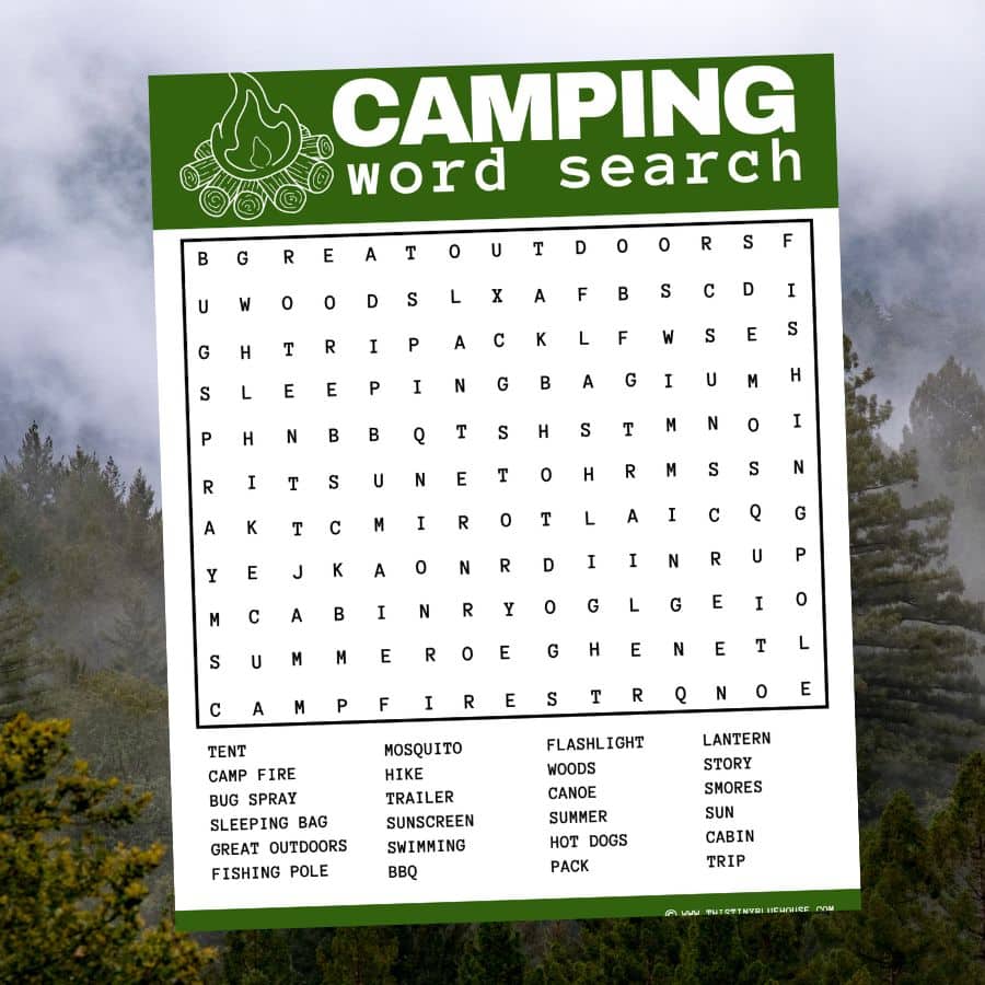 Camping Word Search Printable - This Tiny Blue House