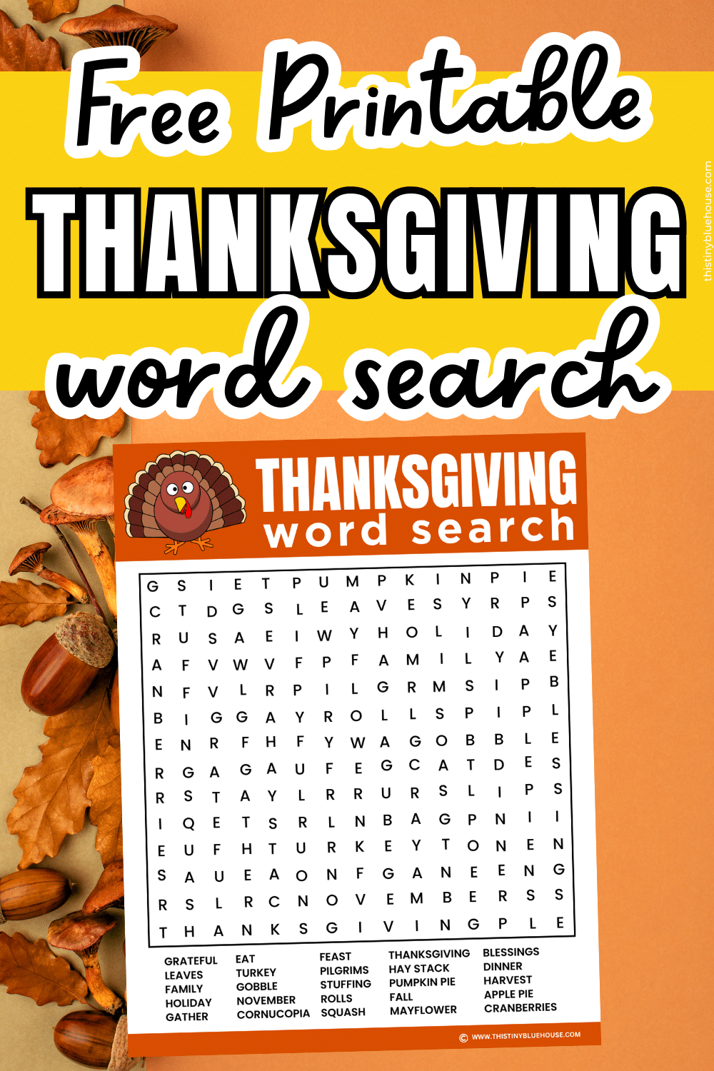 Thanksgiving Word Search Printable - This Tiny Blue House