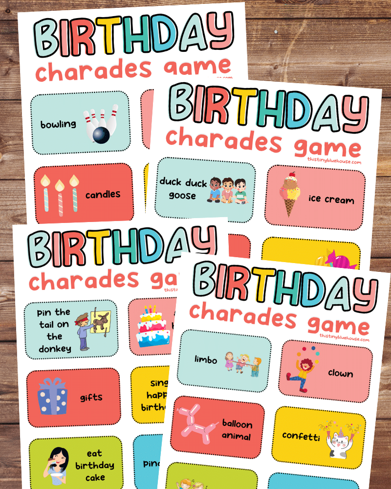 Birthday Charades Game For Kids - This Tiny Blue House