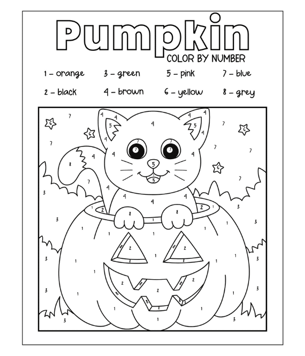Halloween Color By Number For Kids - This Tiny Blue House