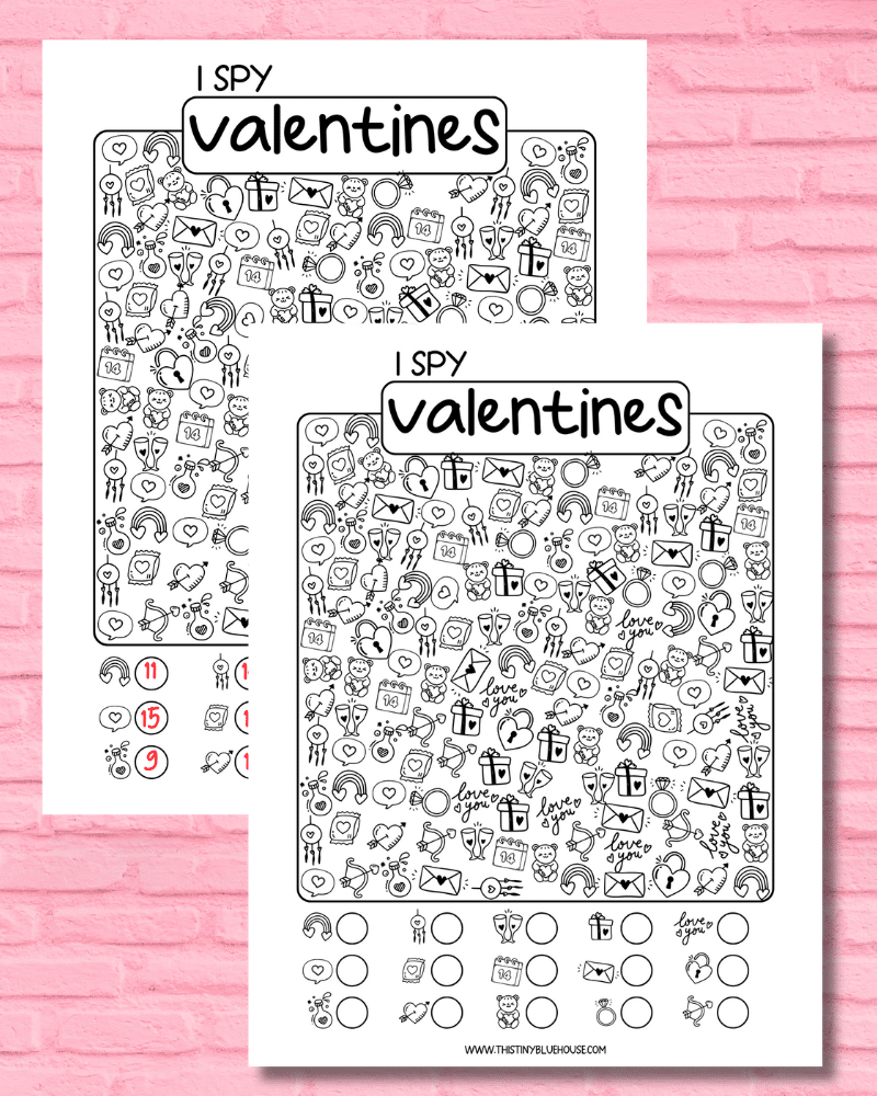 I Spy Valentine Worksheet - This Tiny Blue House