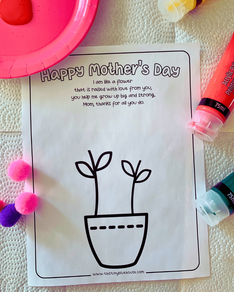 Mother's Day Fingerprint Flower Craft - This Tiny Blue House