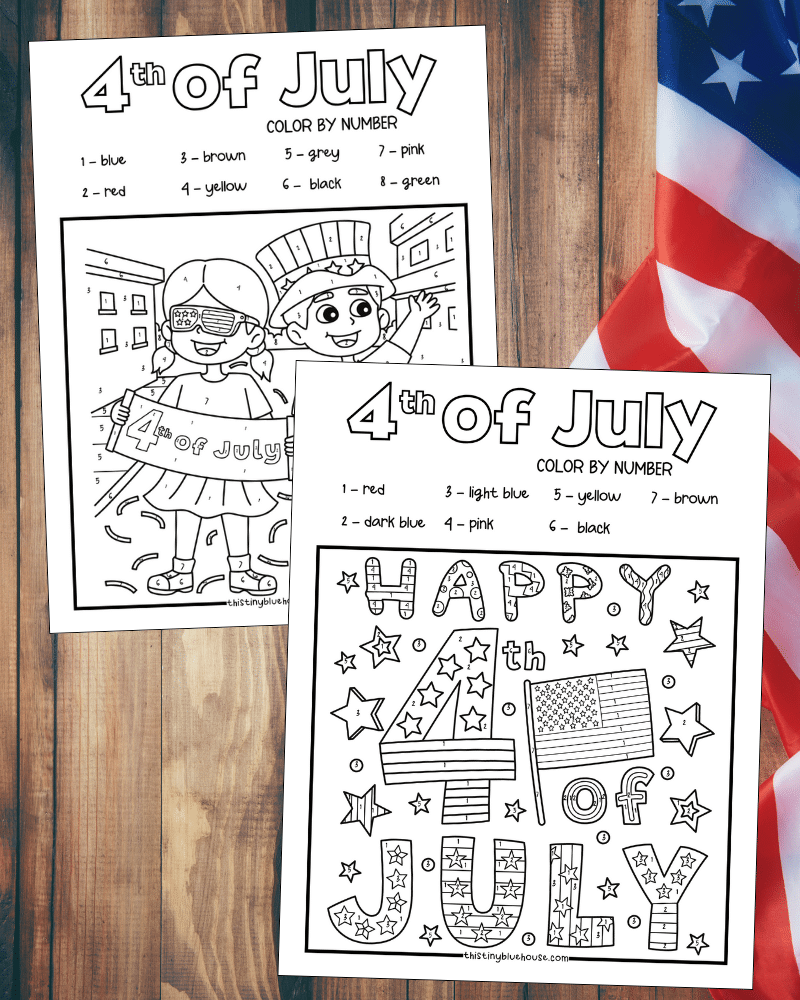 4th of July Color By Number - This Tiny Blue House