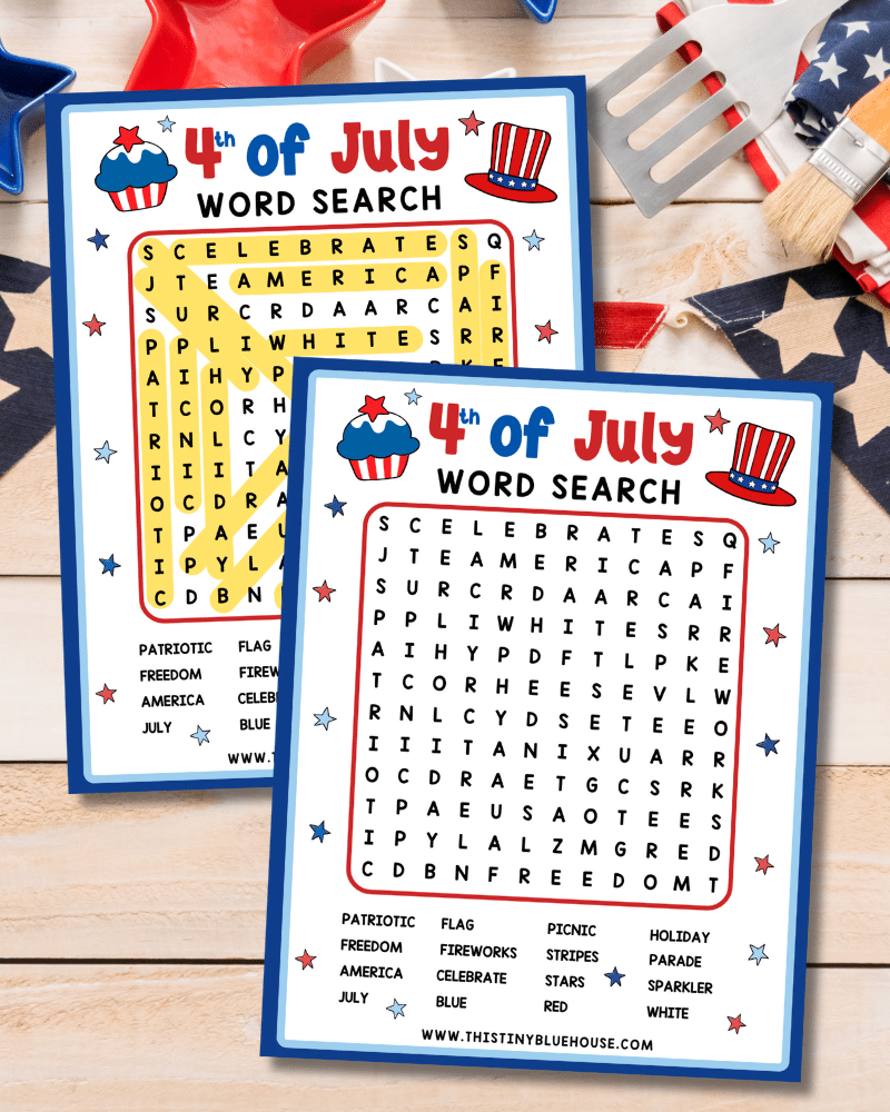 4th of July Word Search - This Tiny Blue House