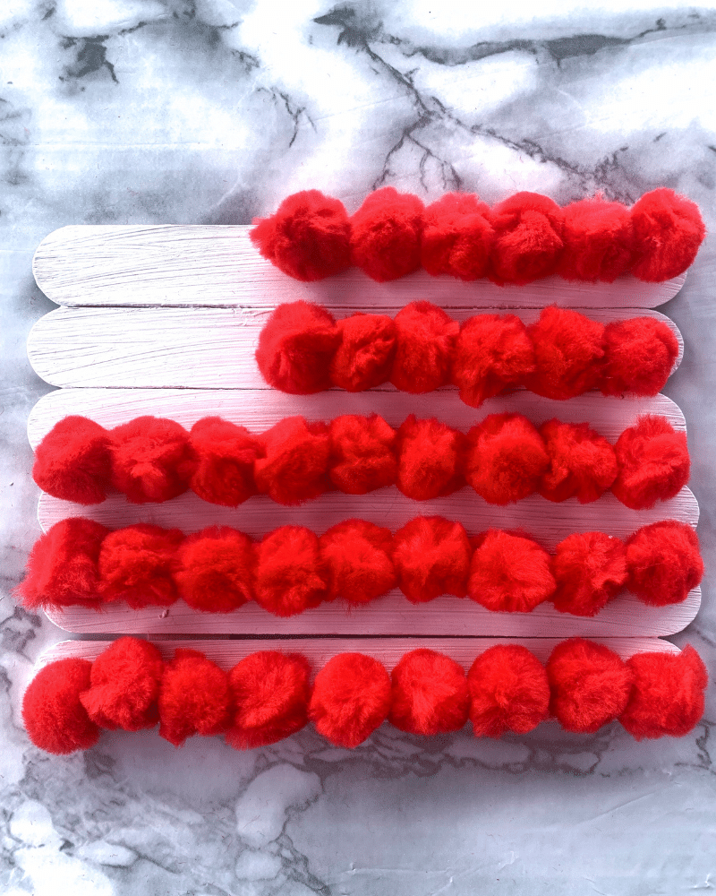Patriotic Pom Pom Flag Craft - This Tiny Blue House