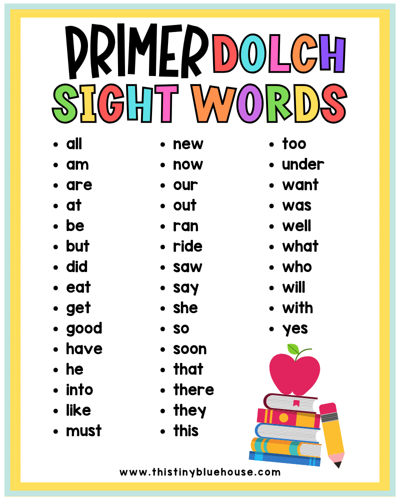 Kindergarten Sight Word Bingo(18 Cards) - This Tiny Blue House