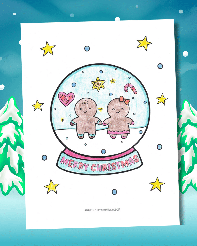 Christmas Snow Globe Coloring Pages - This Tiny Blue House