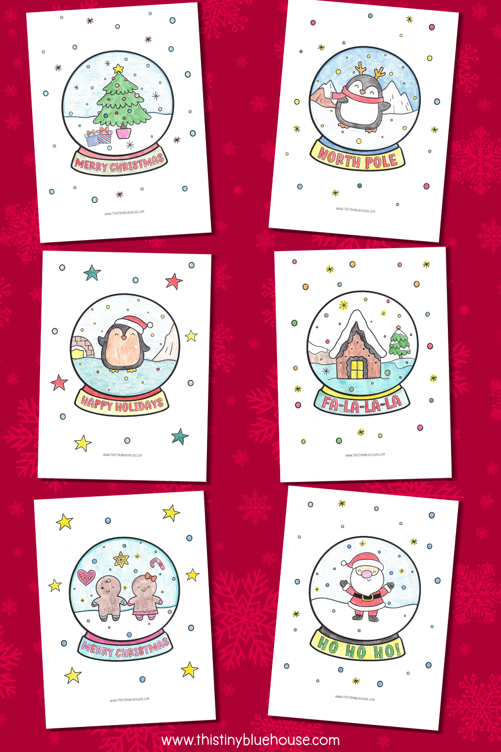 Christmas Snow Globe Coloring Pages - This Tiny Blue House