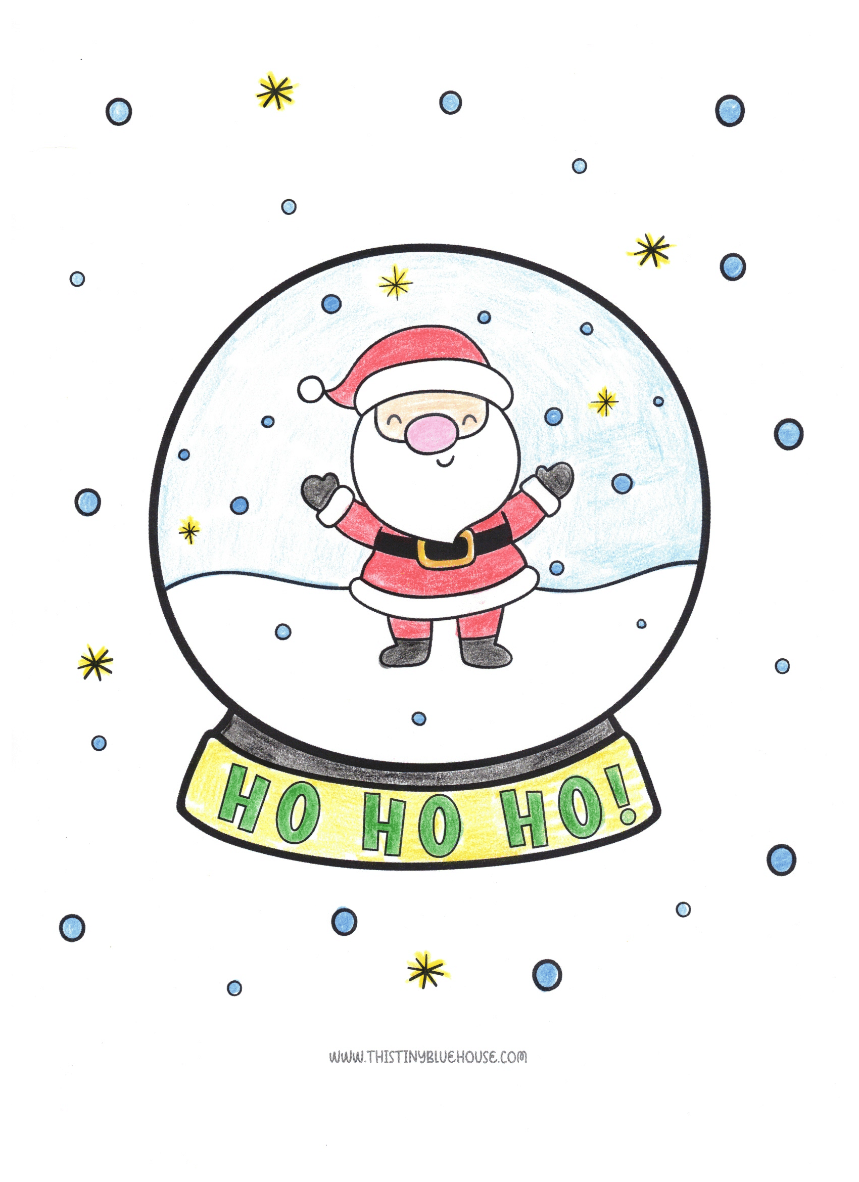Christmas Snow Globe Coloring Pages - This Tiny Blue House