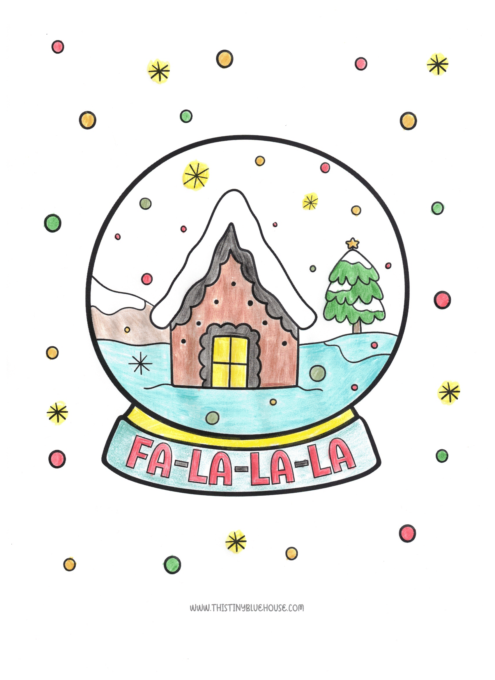Christmas Snow Globe Coloring Pages - This Tiny Blue House
