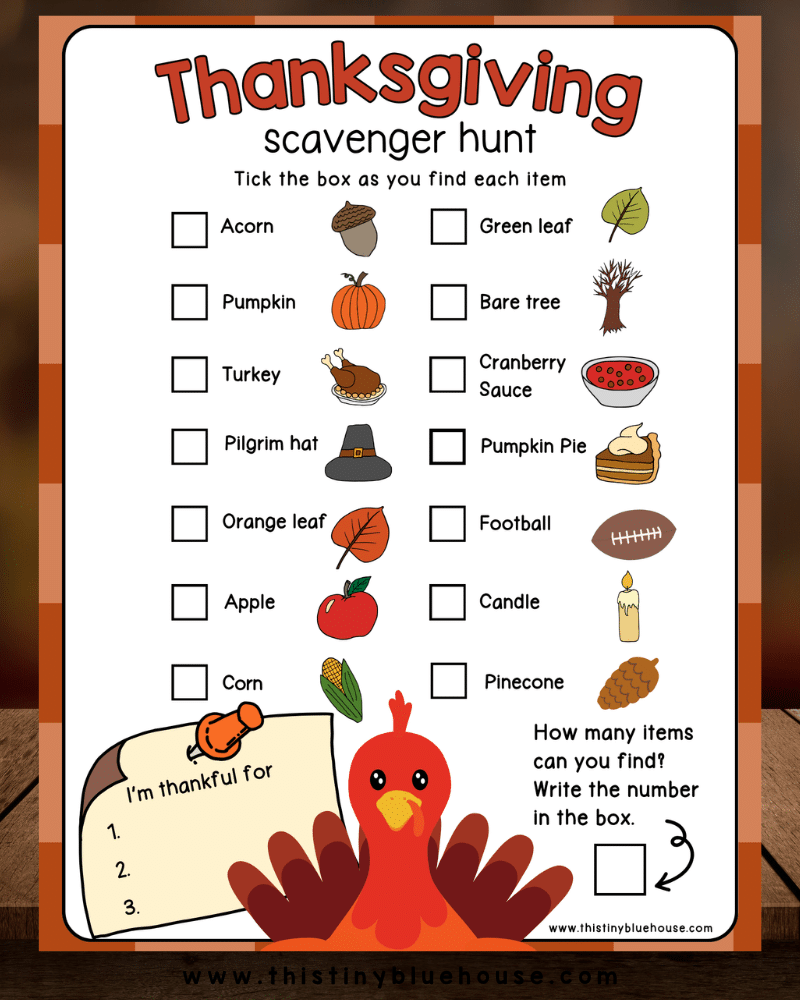 Thanksgiving Scavenger Hunt For Kids - This Tiny Blue House
