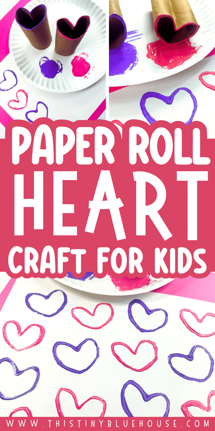 Toilet Paper Roll Heart Stamping Craft - This Tiny Blue House
