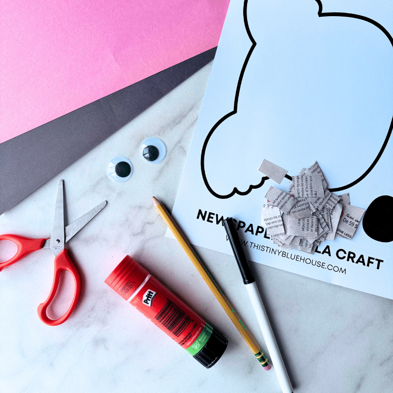 Torn Newspaper Koala Craft - This Tiny Blue House
