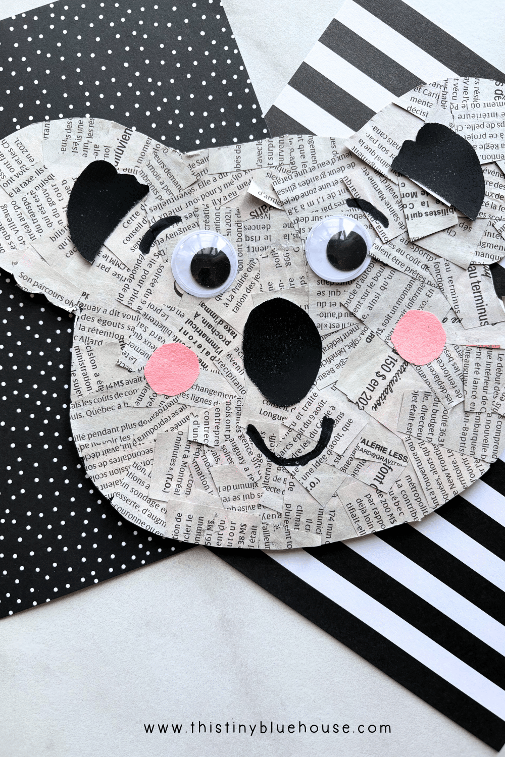 Torn Newspaper Koala Craft - This Tiny Blue House
