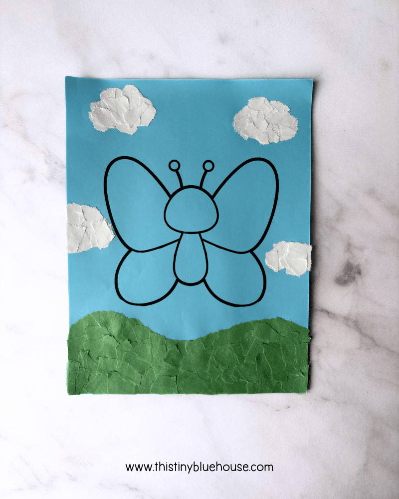 Torn Paper Butterfly Craft - This Tiny Blue House