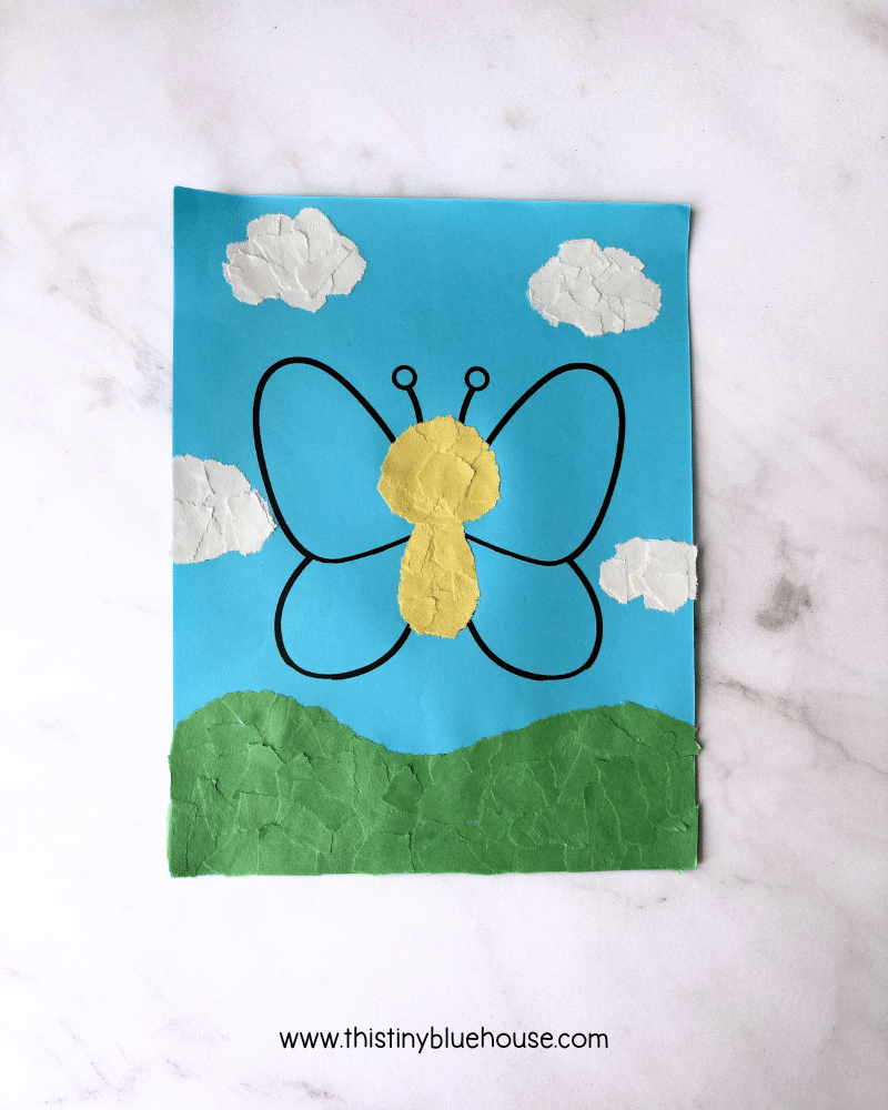 Torn Paper Butterfly Craft - This Tiny Blue House