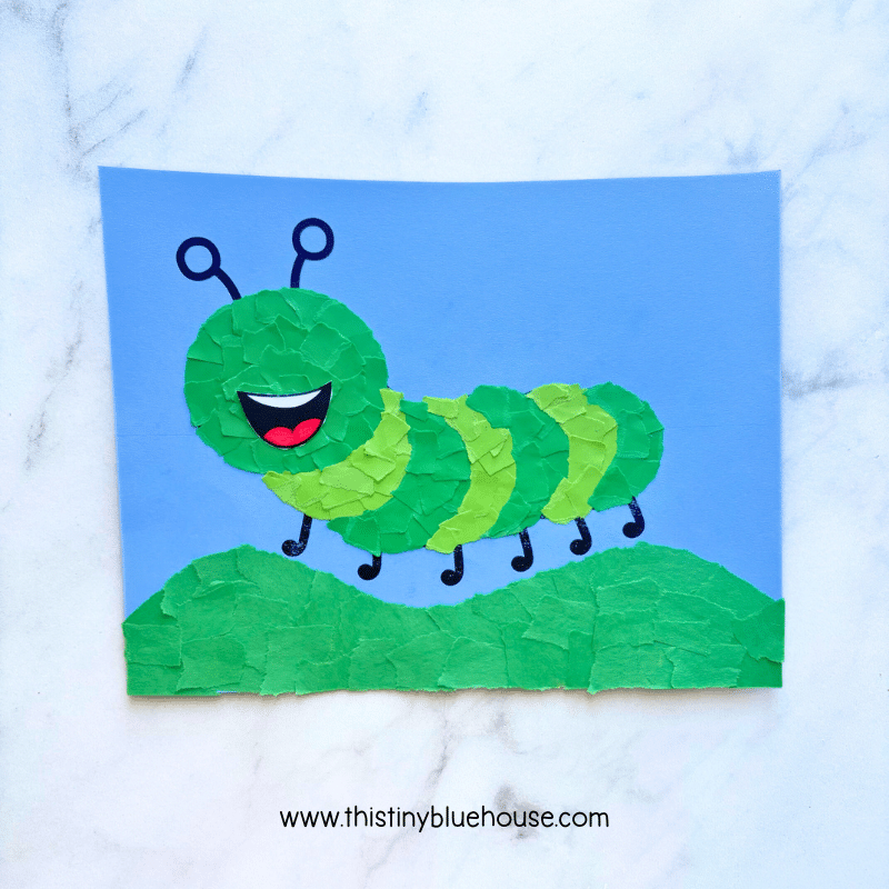 Torn Paper Caterpillar Craft - This Tiny Blue House