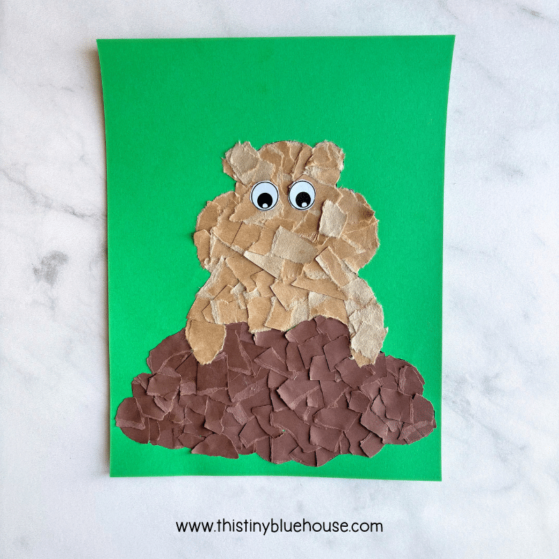 Torn Paper Groundhog Craft - This Tiny Blue House