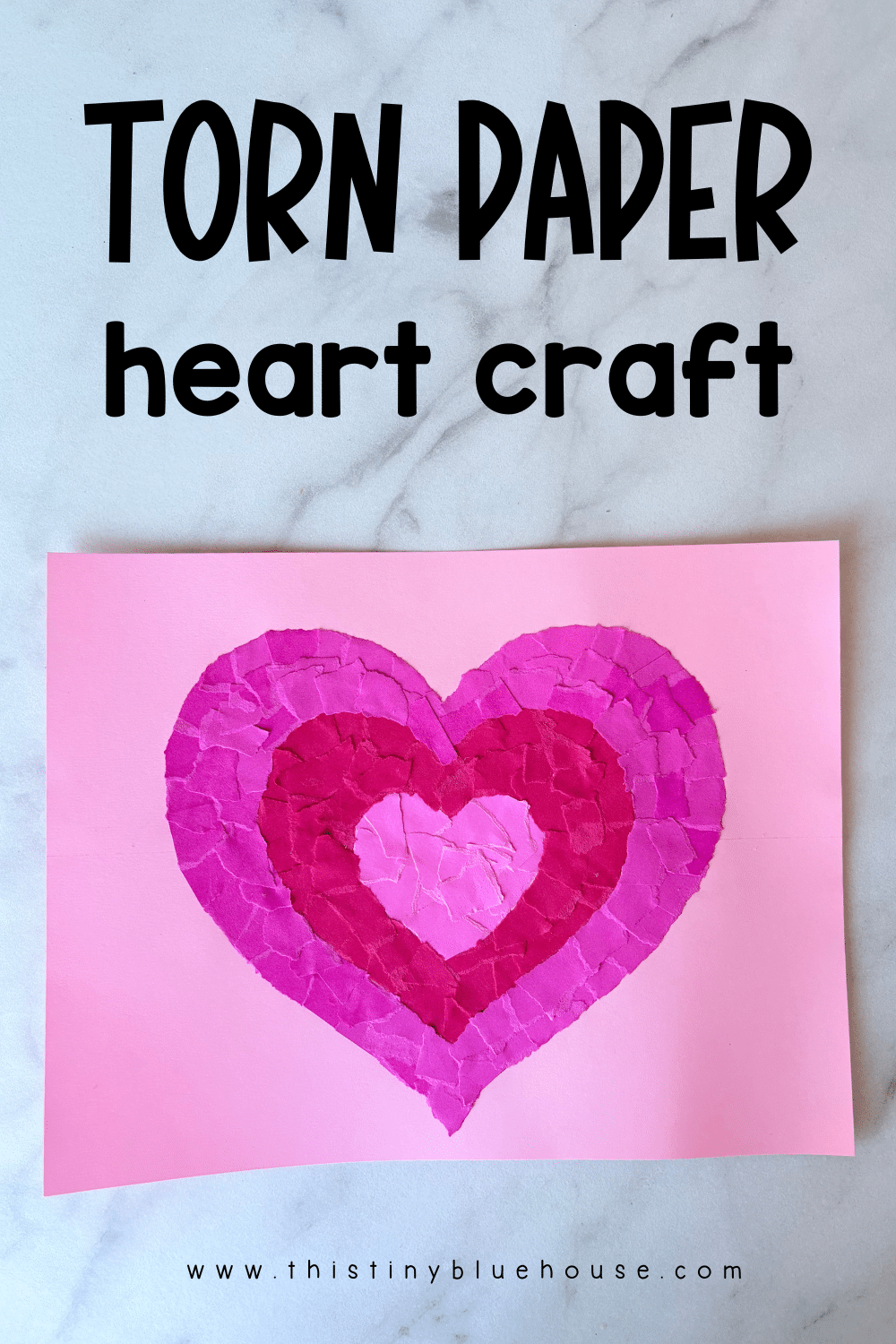 Torn Paper Heart Craft - This Tiny Blue House
