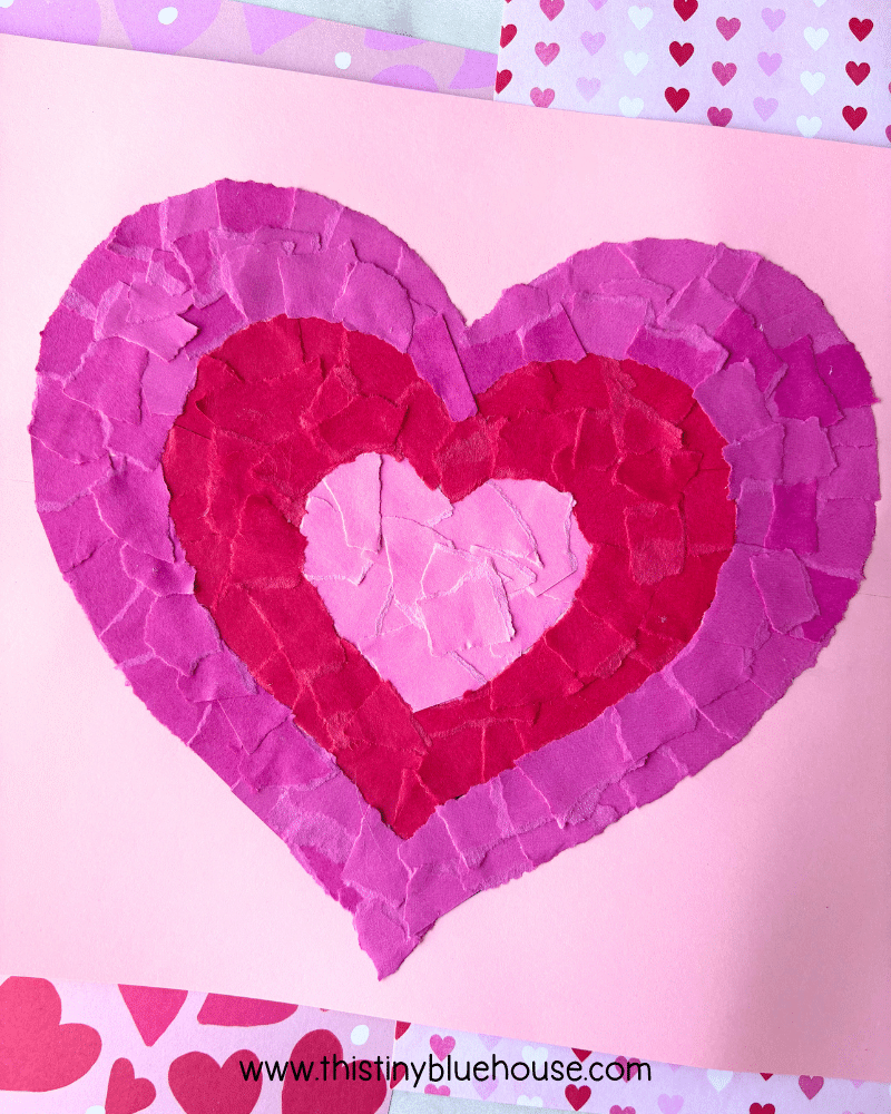 Torn Paper Heart Craft - This Tiny Blue House