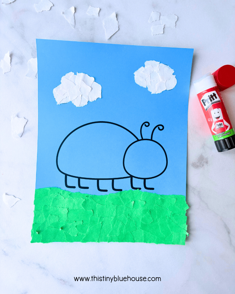 Torn Paper Ladybug Craft - This Tiny Blue House