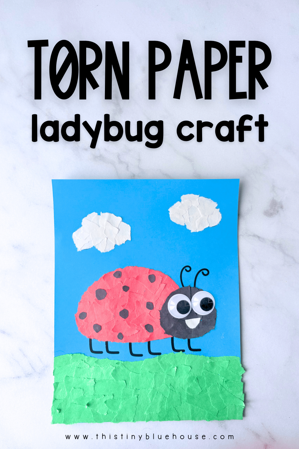 Torn Paper Ladybug Craft - This Tiny Blue House