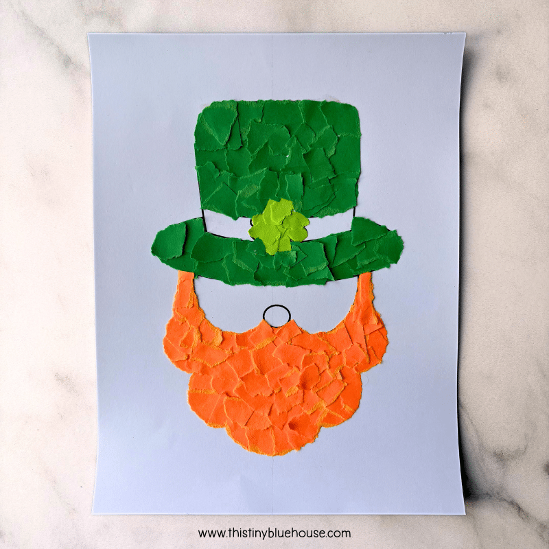 Torn Paper Leprechaun Craft - This Tiny Blue House