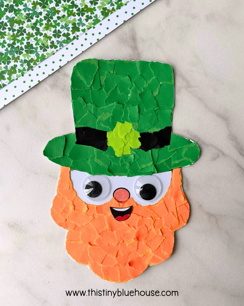 Torn Paper Leprechaun Craft - This Tiny Blue House