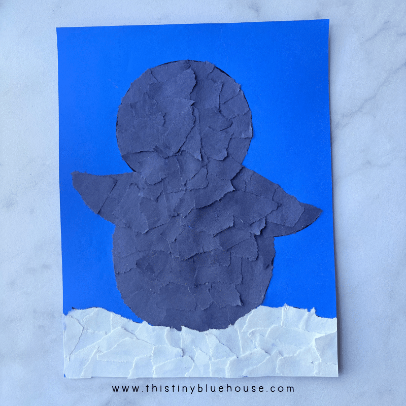 Torn Paper Penguin Craft - This Tiny Blue House