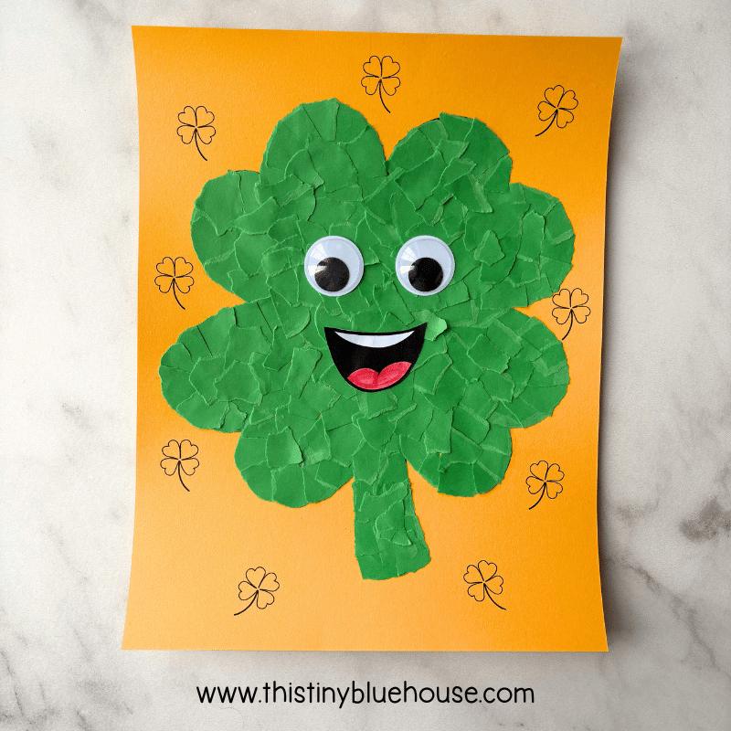 Torn Paper Shamrock Craft - This Tiny Blue House