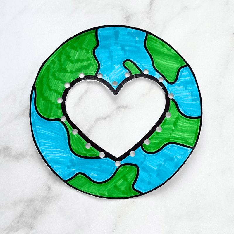 Earth Day Lacing Craft - This Tiny Blue House