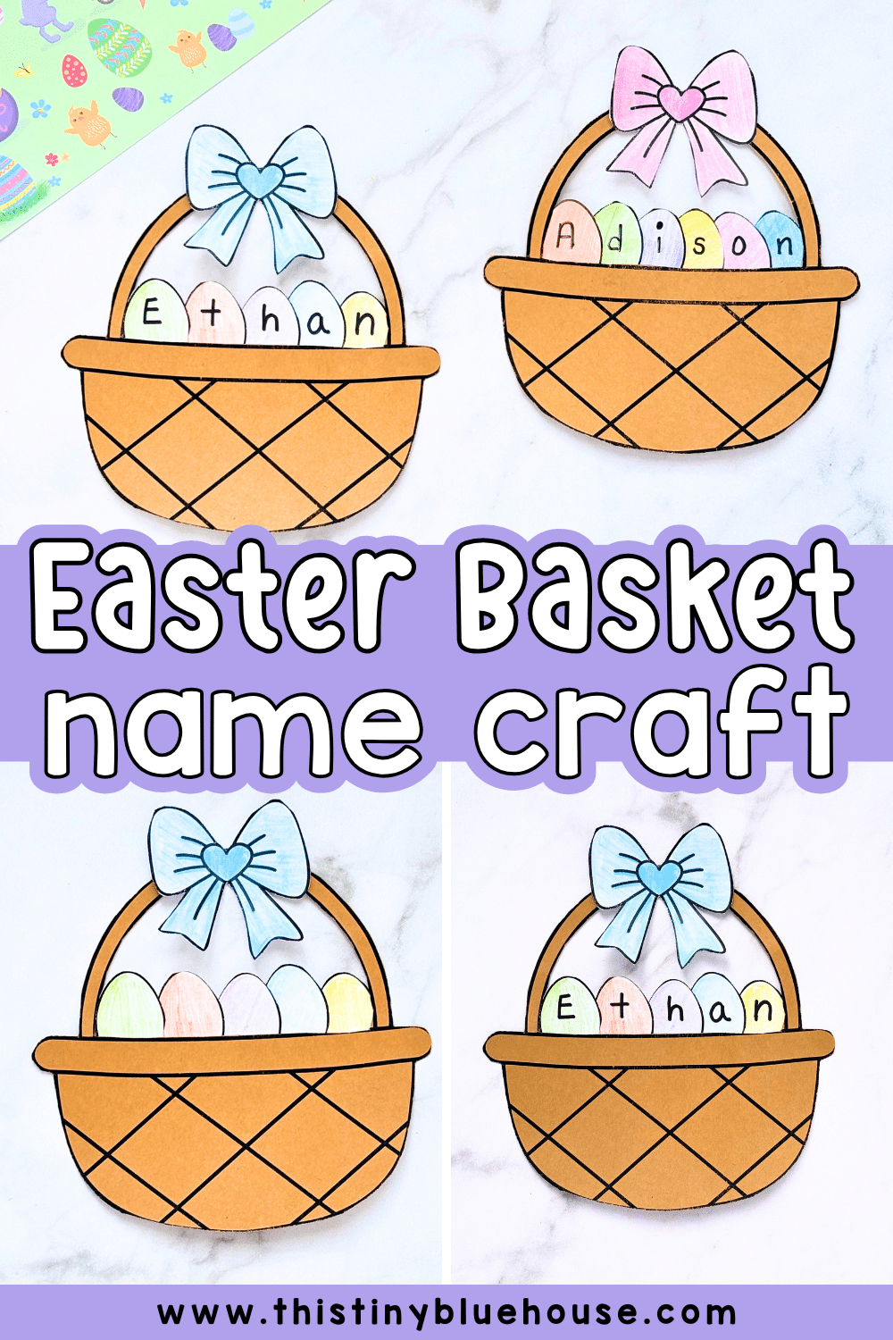 Easter Basket Name Craft - This Tiny Blue House