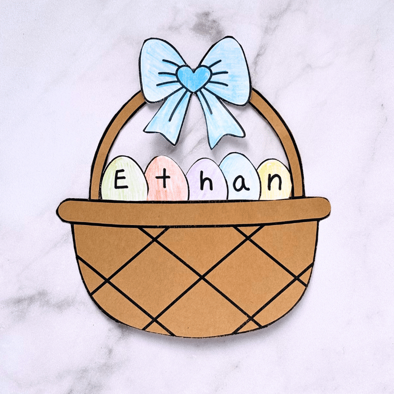 Easter Basket Name Craft - This Tiny Blue House