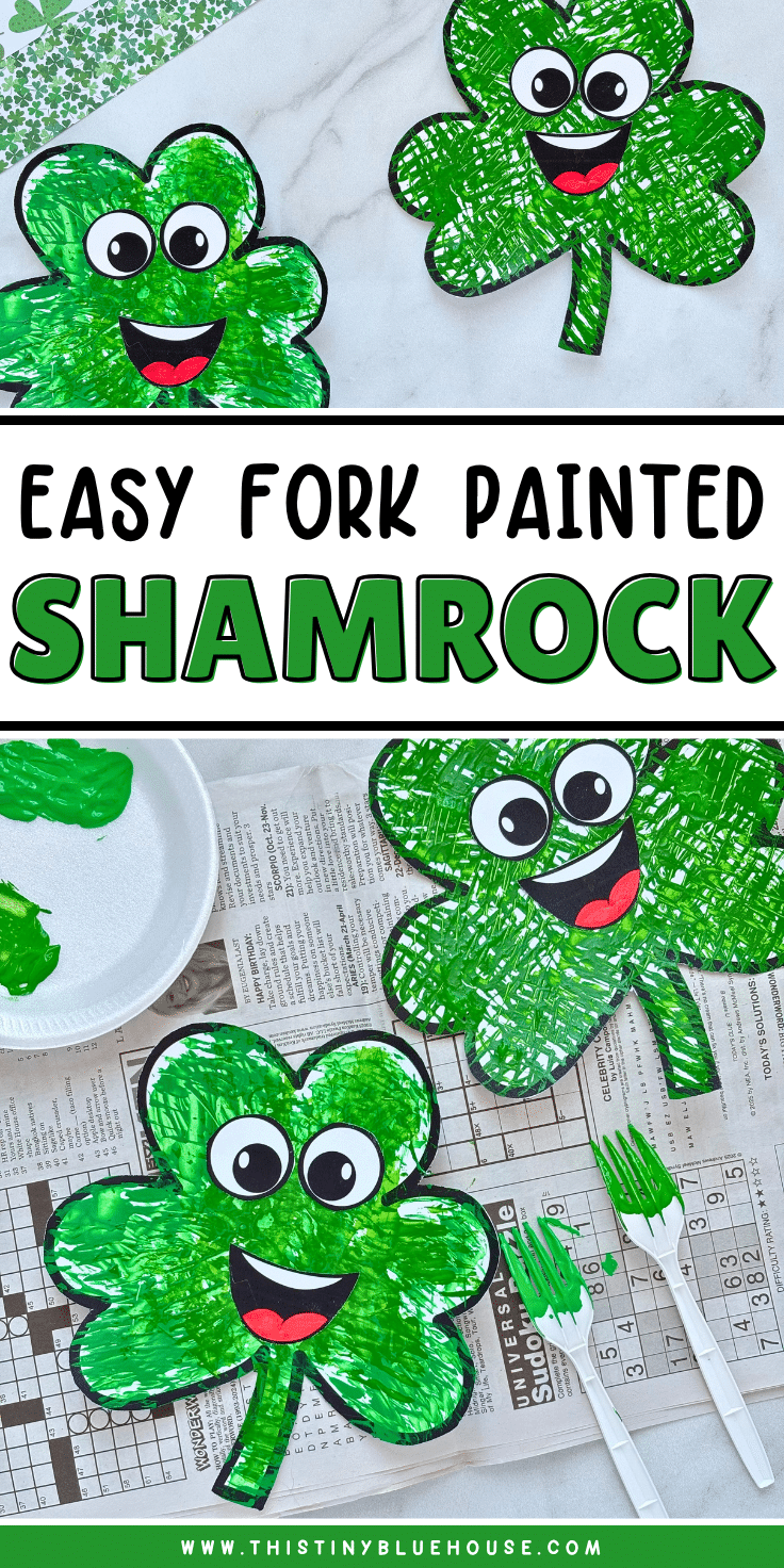 Fork Painted Shamrock Craft - This Tiny Blue House