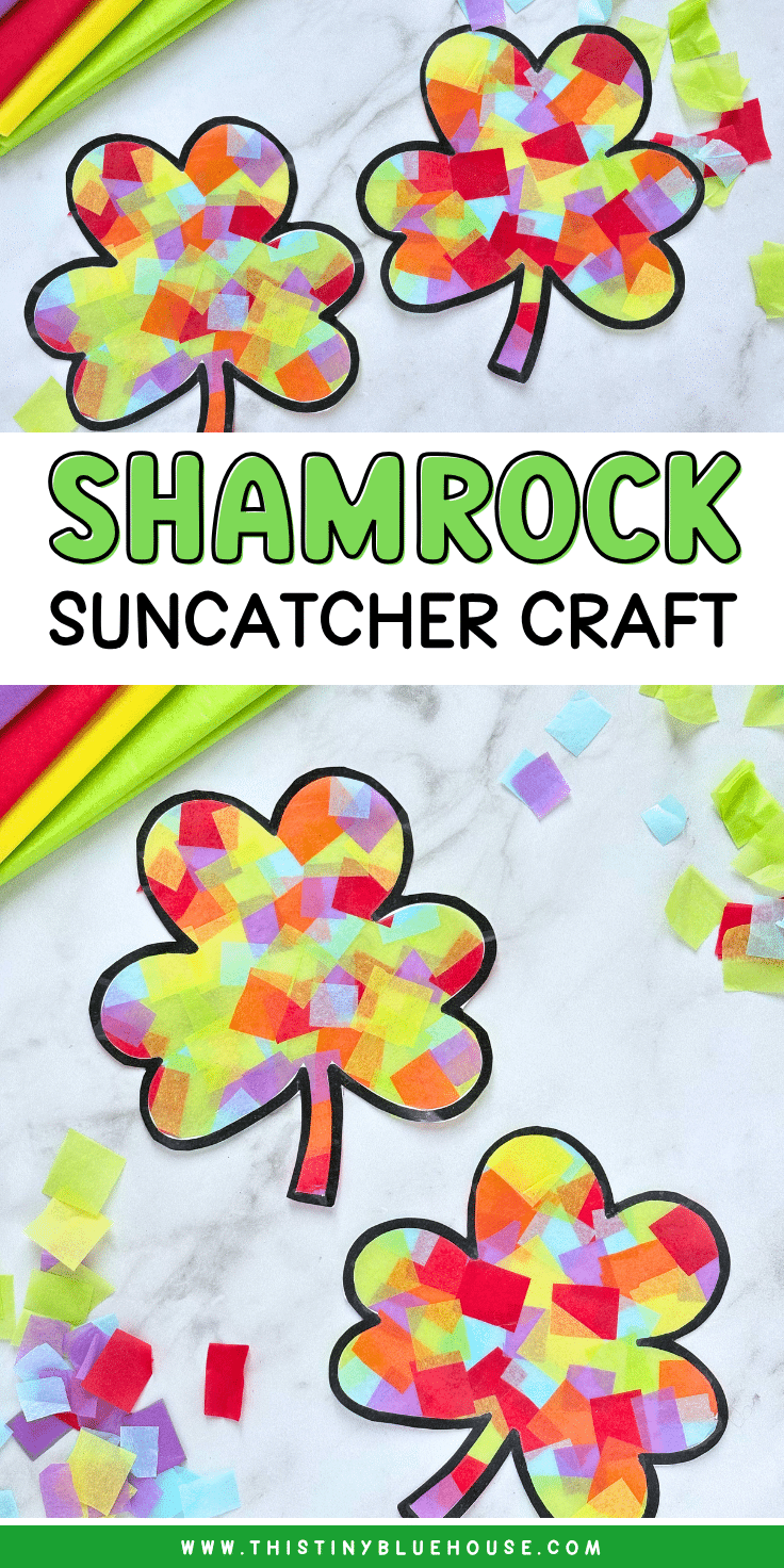 Rainbow Shamrock Suncatcher Craft - This Tiny Blue House