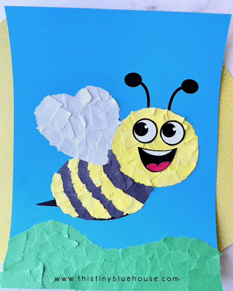 Torn Paper Bumblebee Craft - This Tiny Blue House