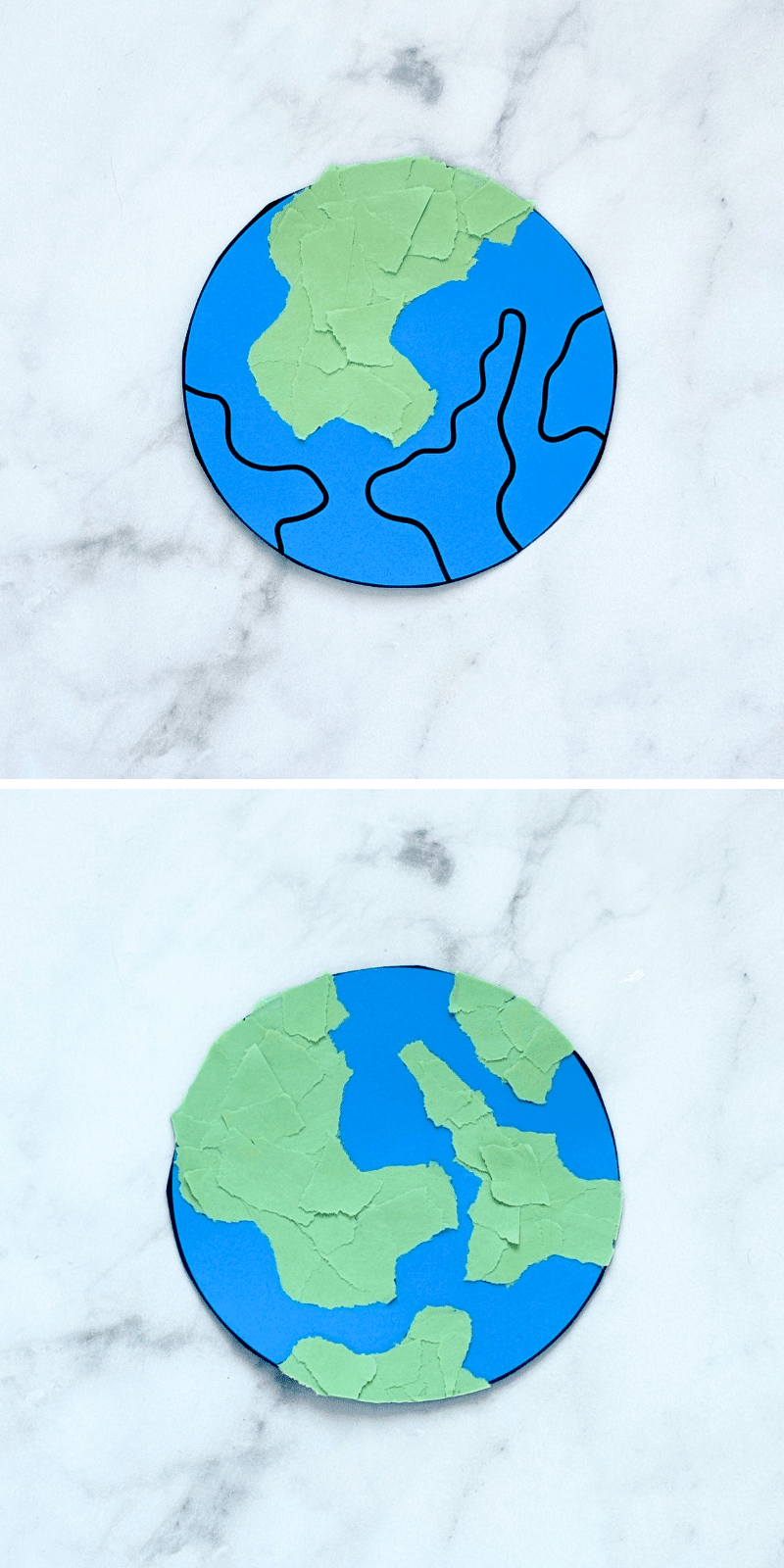Torn Paper Earth Craft - This Tiny Blue House